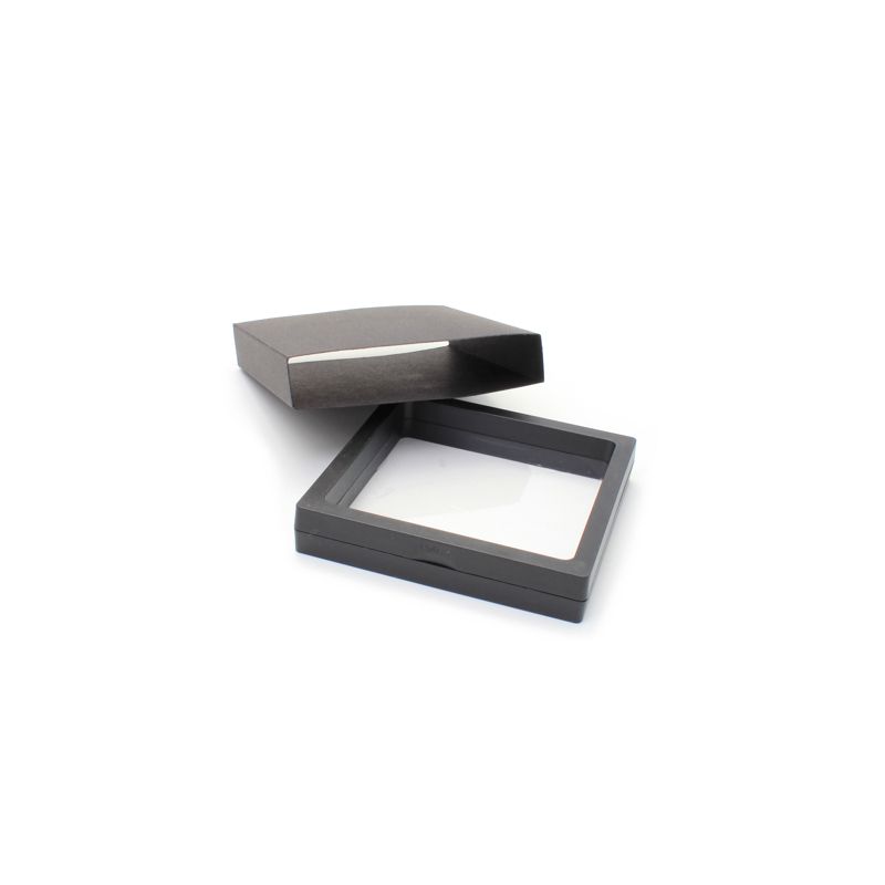 Black plastic PE film box with sleeve. 11x11x2.1cm - Inca