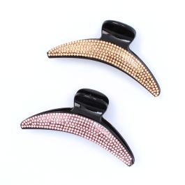 Curved plastic clamp with coloured diamantes. 11cm - Inca