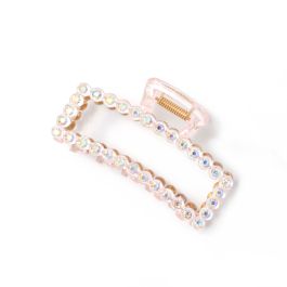 Recycled transparent pink clamp with crystals 8cm - Inca