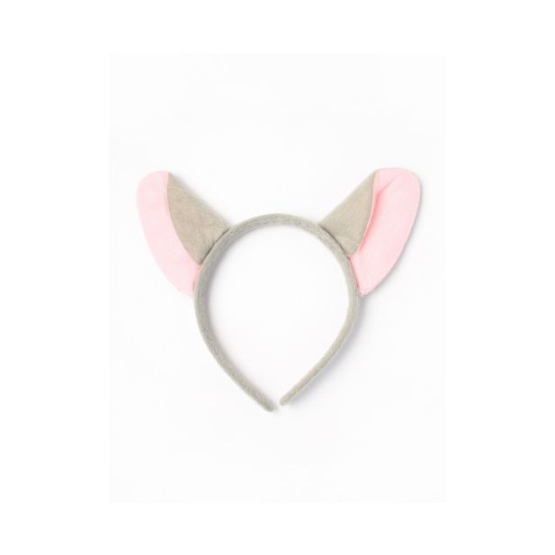 Grey mouse ears aliceband with turned down pink ears. - Inca
