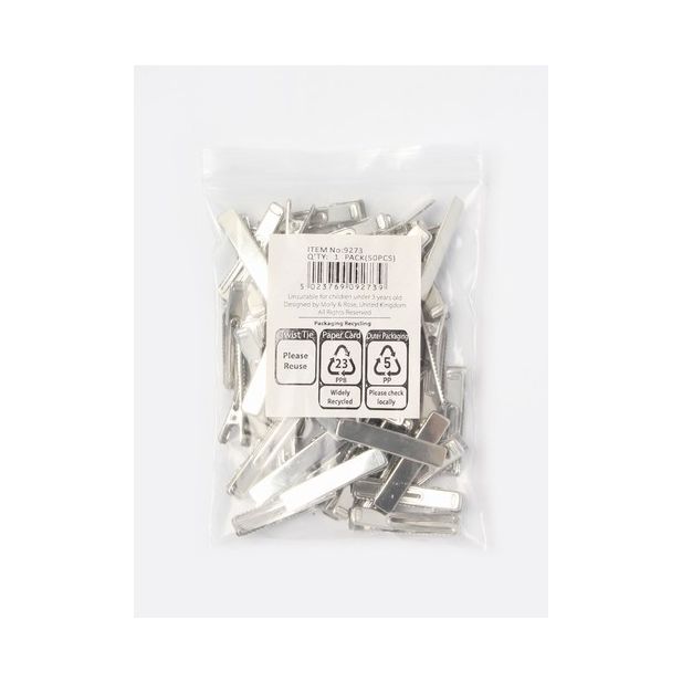 Pack of 50 plain fork clips 3.5cm - Inca