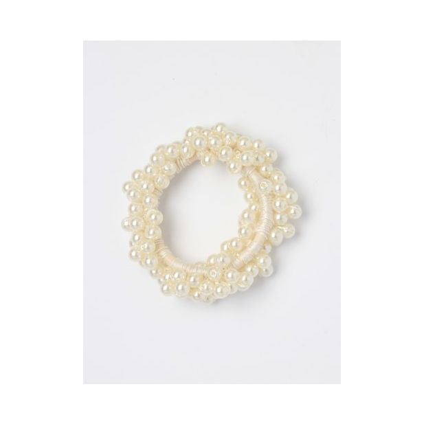 Hand threaded Pearl bead scrunchie - Inca